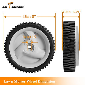 Antanker 583719501 Front Drive Wheels Replaces for AYP 194231x460 401274X460 for Craftsman 532403111 for Hus qvarna 532402657 Self Propelled Mower Drive Wheel for Oregon 72-344, 8" x 1-3/4", 2 Pack