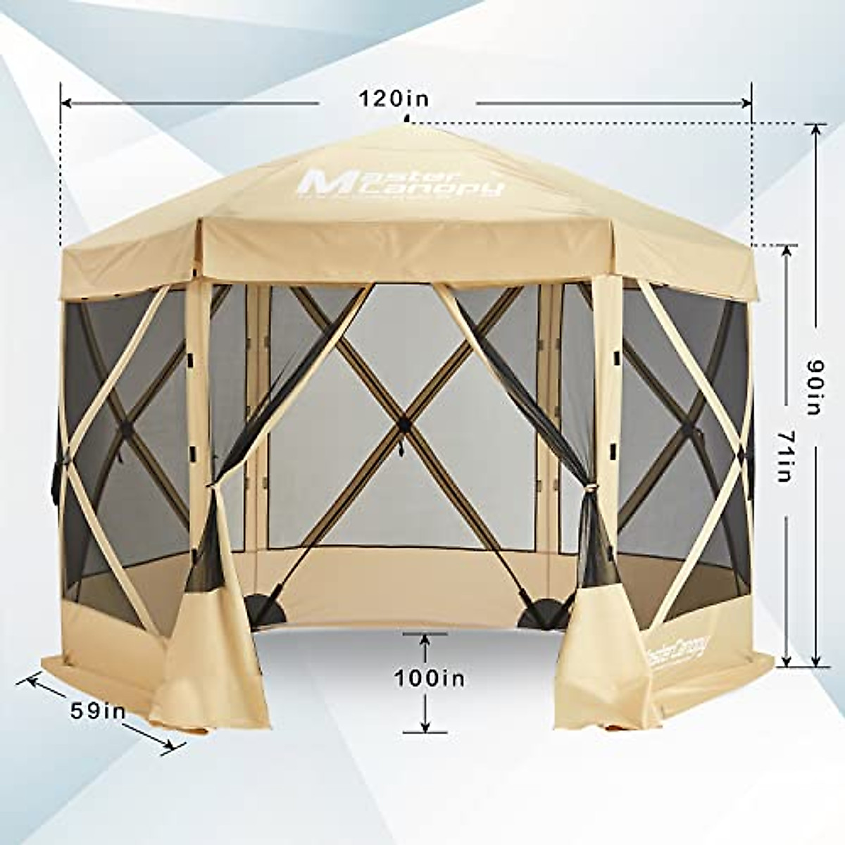 MASTERCANOPY 10x10 Portable Screen House Room Pop up Gazebo Outdoor Camping Tent with Carry Bag(10x10,Beige)