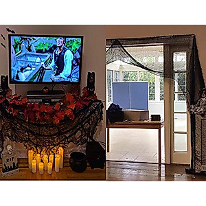FATHER.SON Halloween Creepy Cloth Decorations Decor Halloween Party Decorations Outdoor Indoor.(6.8ft x 315" Black)