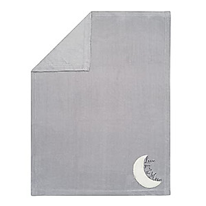 Lambs & Ivy Goodnight Moon Gray Appliqued and Embroidered Fleece Baby Blanket