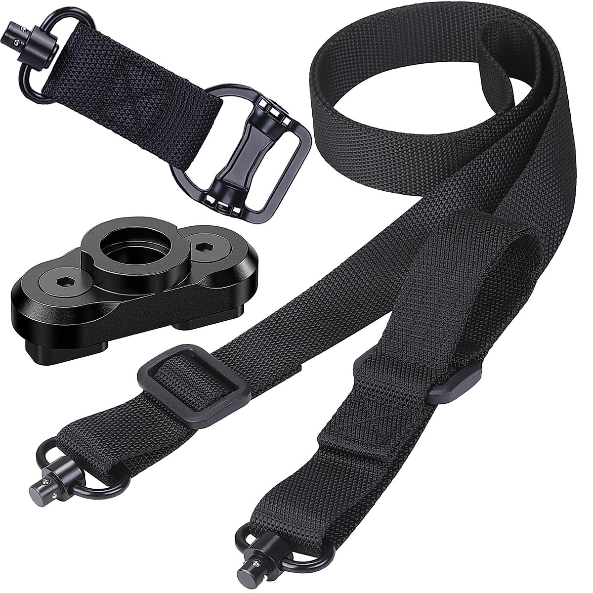 Two Point and Traditional Sling 2 Point Sling Quick Adjust with QD Sling Swivel for Hunting Black (with one qd Mount)