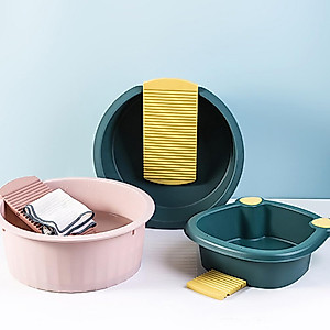 jojofuny 1 Set Hand Wash Board Basin, Washing Basin Washboard, Wash Board, for Hand Washing Clothes, Laundry Scrub Board Household With Holder Portable