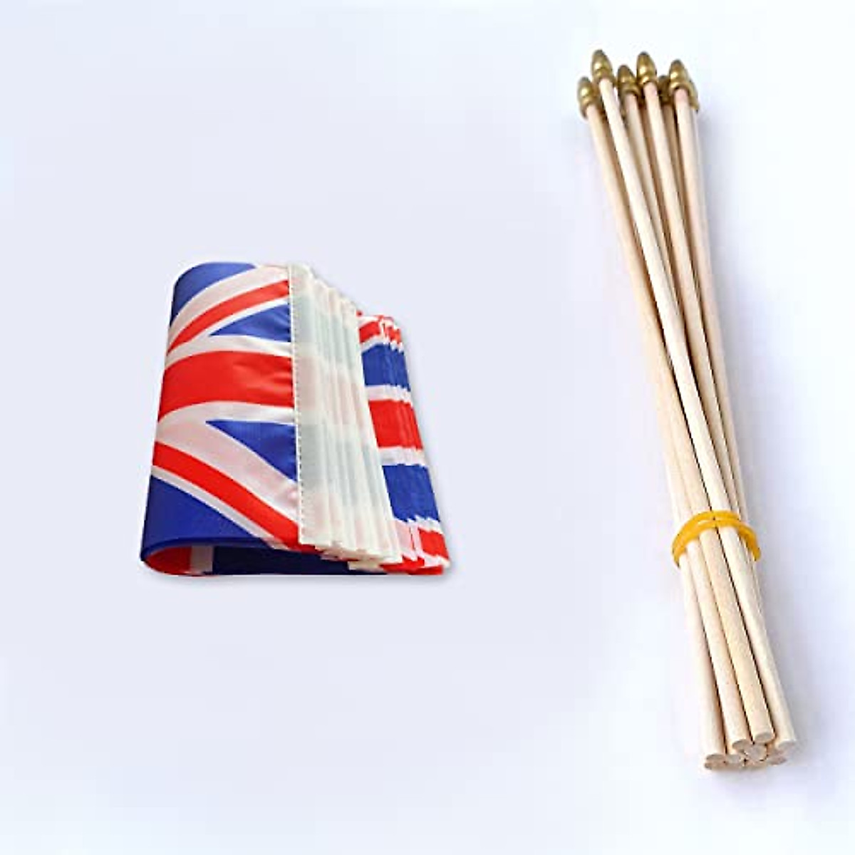 TSMD United Kingdom UK British Stick Flag Union Jack Small Mini Hand Held Flags,5x8 Inch,12 Pack