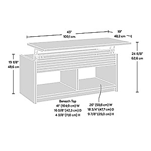 Sauder Harvey Park Lift-top Coffee Table, L: 42.953" x H: 18.976" x W: 19.134", Grand Walnut Finish