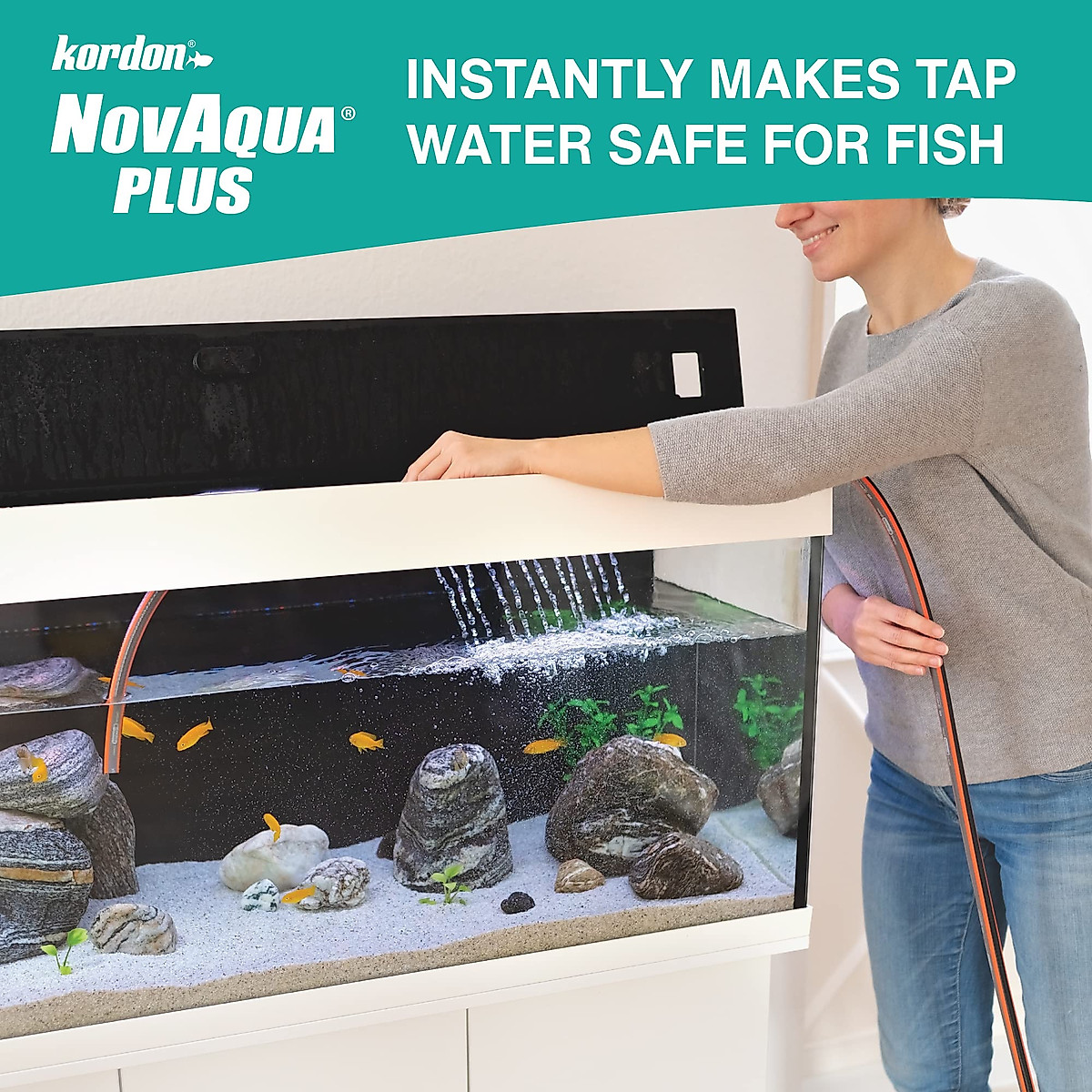 Kordon NOVAQUA Plus - Freshwater & Saltwater Aquarium Water Conditioner – Instantly Detoxifies Chlorine, Chloramines, & Heavy Metals, Replaces Fish Slime Coat, Reduces Fish Stress, 16 Ounces