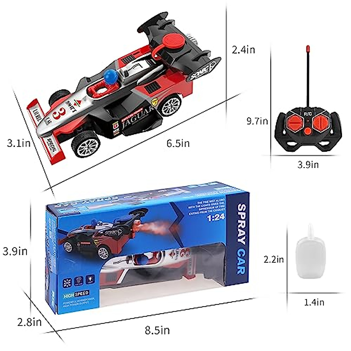 AISYAH Remote Control Car - Spray Car with Lights Control Car, Red Drift Racing Sport Control Cars Toy, Remote Control Car for Boys 8-12, 6 Year Old Boy Gifts