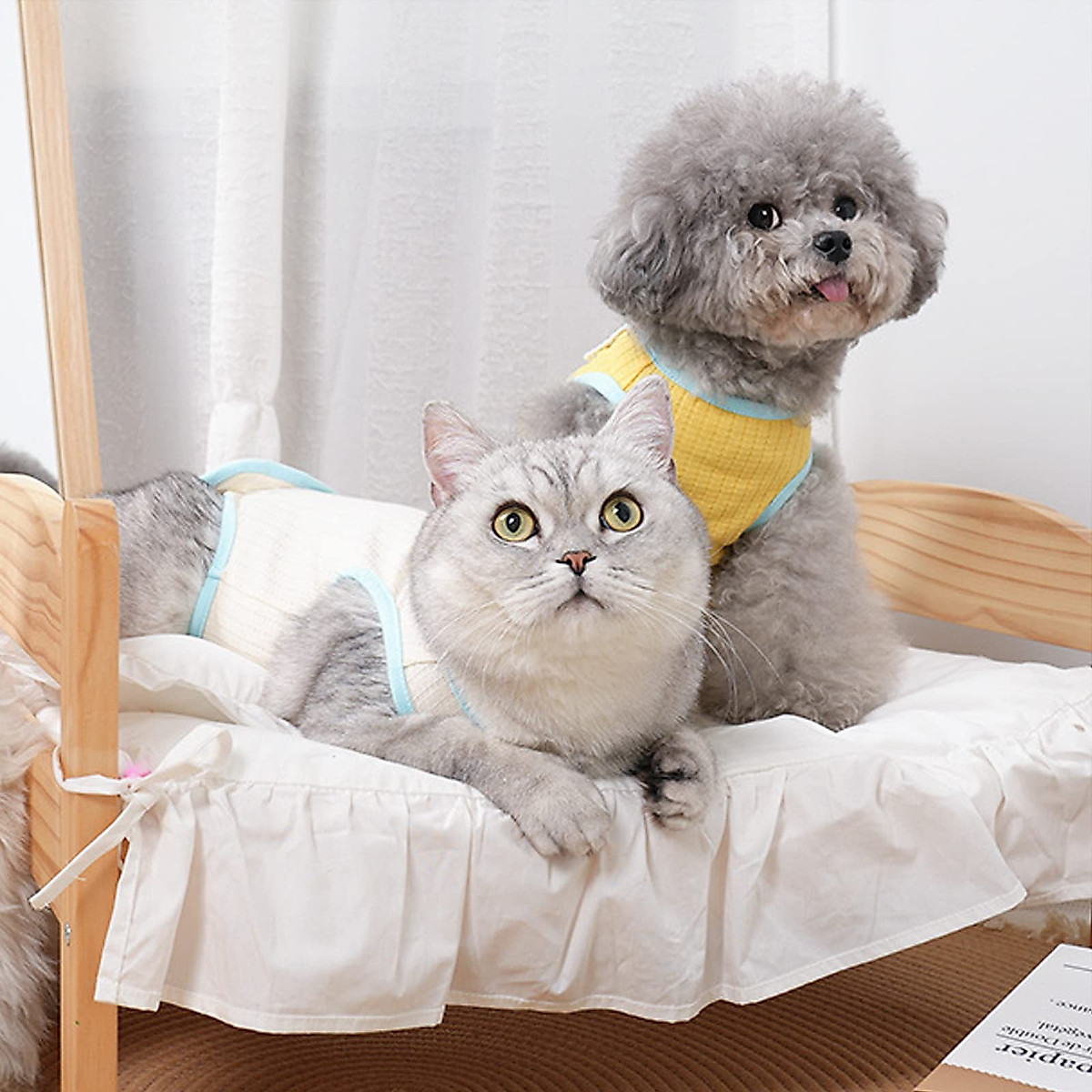 Dog Surgery Recovery Suit After Surgery Pet Recovery Shirt Dog Abdominal Wounds Anxiety Vest Calming Shirt Female Dog Sanitary Panties Jumpsuit for Dog Surgical Recovery Suit(DRS02-Beige-S)