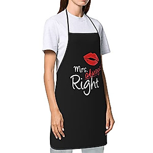 2Pcs Mr Right Mrs Always Right Aprons Funny Cooking Kitchen Bib Aprons for Women Men Chef Waterdrop Resistant Wedding Gifts for Couple Women Men Chef Gifts Cool Bridal Shower Gifts Engagement Gifts