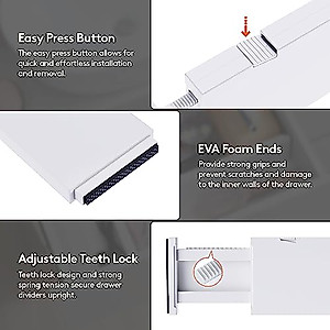 Lifewit 8 Pack Drawer Dividers Plastic 4" High, 11-17" Adjustable Drawer Organizers for Clothes, Expandable Dresser Separators in Bedroom/Bathroom/Kitchen/Fridge/Office Organization and Storage