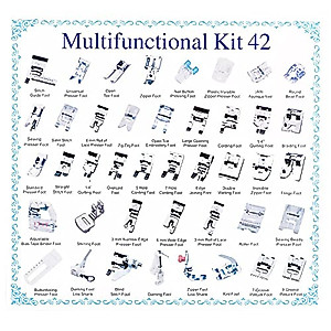 CKPSMS Brand -#KP-19015 42PCS Domestic Sewing Machine Presser Feet Set Compatible with/Replacement for Brother brand Babylock brand Singer brand Janome brand Low Shank Sewing Machines (42PCS)