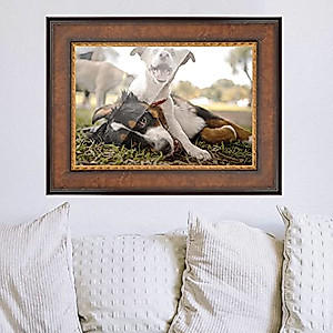 24x15 Royal Brown and Gold Real Wood Picture Frame Width 3 Inches | Interior Frame Depth 0.5 Inches | Faxon Traditional Photo Frame Complete with UV Acrylic, Foam Board Backing & Hanging Hardware