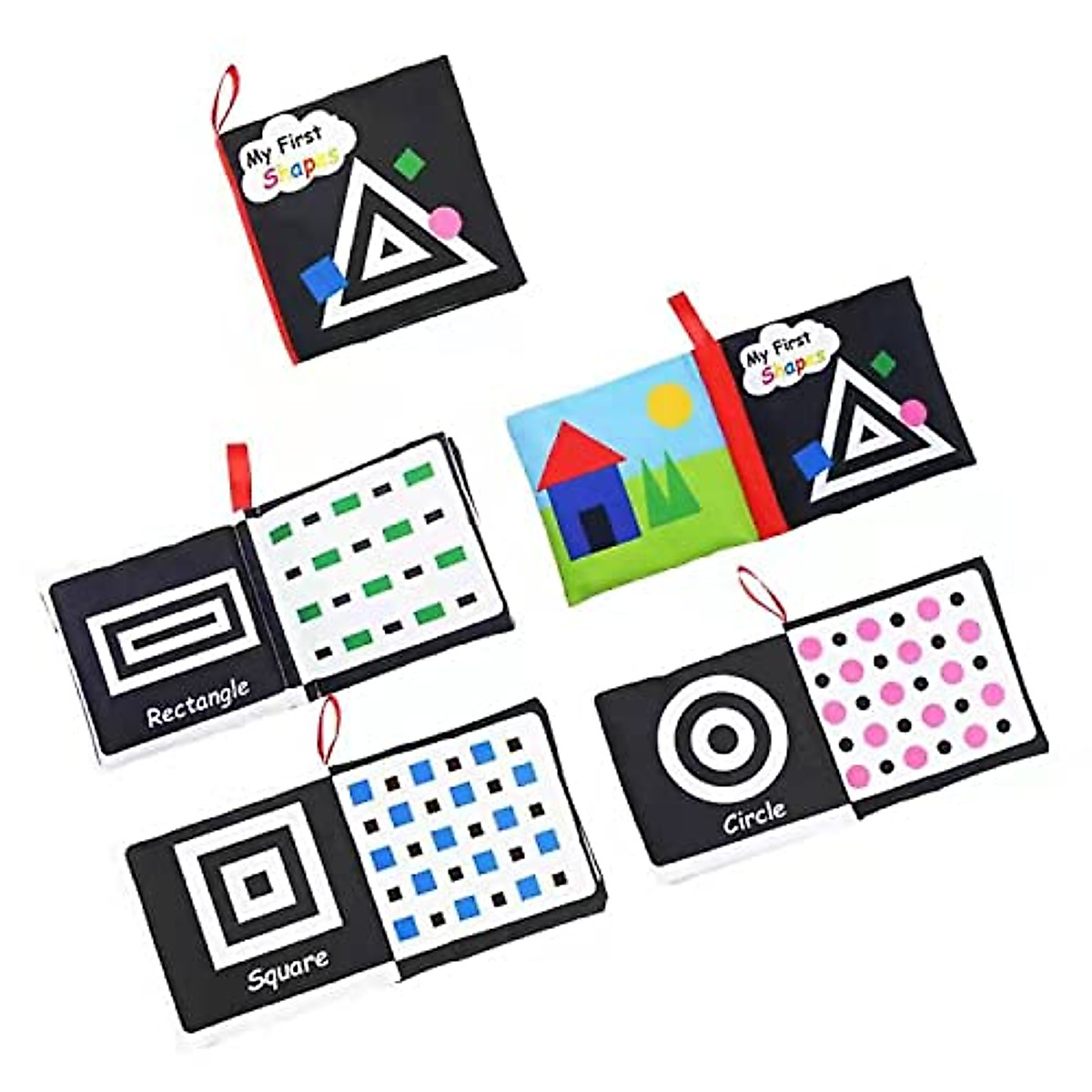 4 Crinkle Book Baby Toy High Contrast Black and White Newborn Book Soft Cloth Book Touch and Feel Sensory Fabric Book Soft Tip Book Early Education Learning Books Toy for 3 6 12 Months