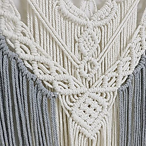 Shampsen Macrame Hanging Shelf Grey Floating Shelves Rope Shelf for Wall Hanging Plants Grey Boho Decor for Bedroom Living Room, Gift for Housewarming, 1 Tier