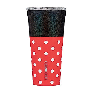Corkcicle Disney Minnie Travel Tumbler, Insulated Water Bottle with Lid, Spill Proof for Wine, Coffee, Tea, and Hot Cocoa,Polka Dot Red, 16 oz