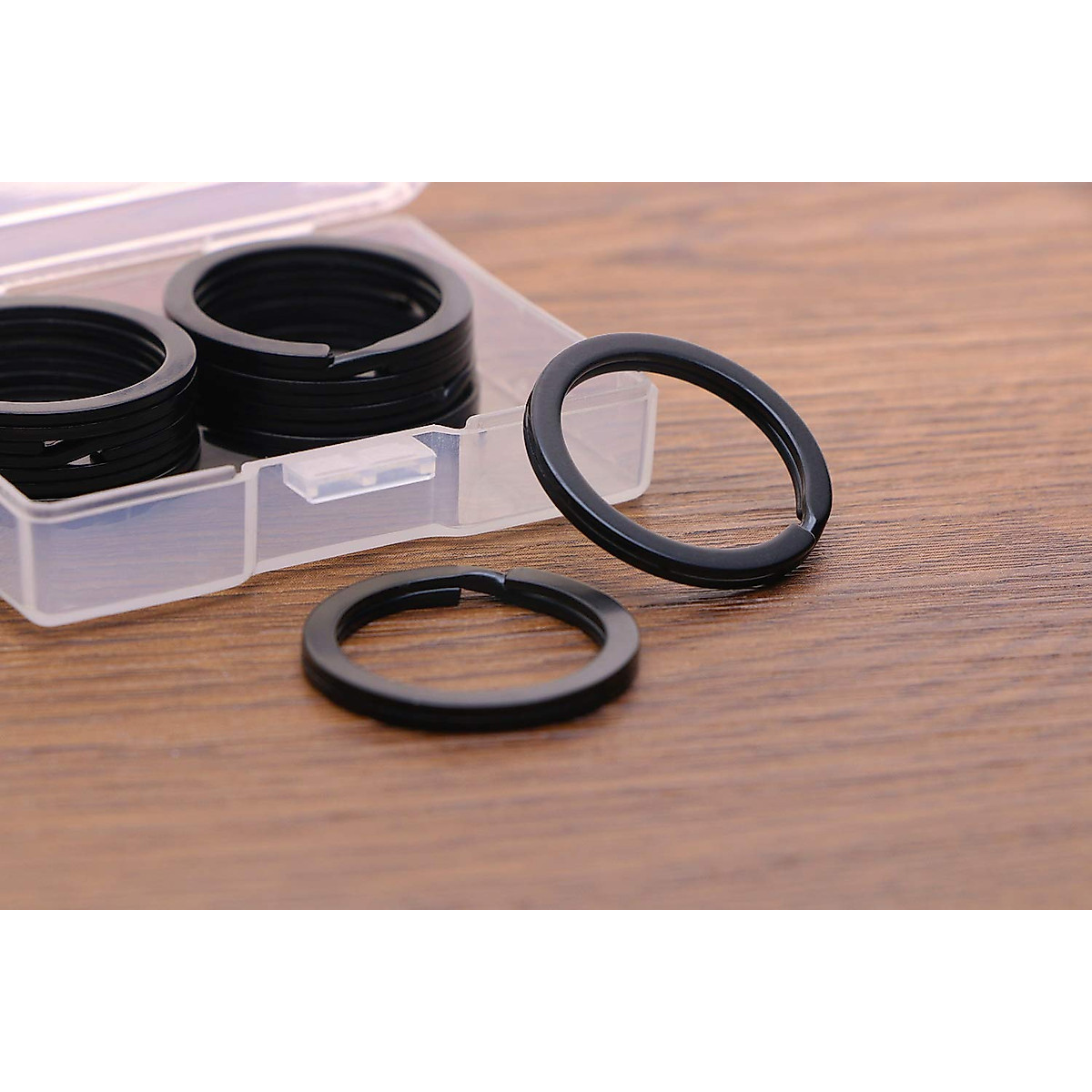 Shapenty 1 Inch/25mm Diameter Metal Flat Split Key Chains Rings for Home Car Keys Attachment (Black,10PCS/Box)