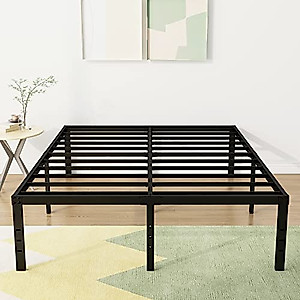 DiaOutro 18 Inch Queen Bed Frame Heavy Duty Metal Platform No Box Spring Needed, Maximum Storage, Easy Assembly, Noise Free, Black