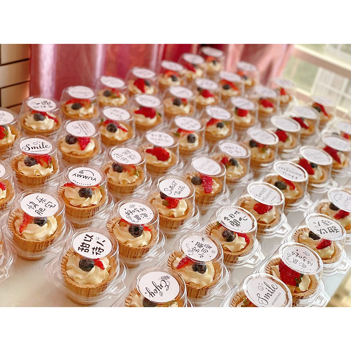 i-CHONY Individual Cupcake Holder - Clear Plastic Dome Single Cupcake Carrier Muffin Container Holders Cases Boxes Cups(50pcs)