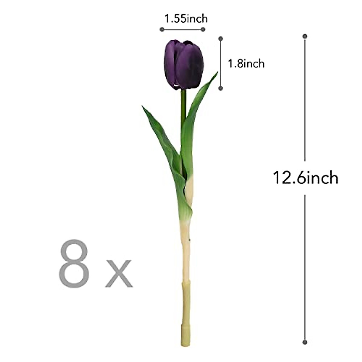 Softflame Artificial/Fake/Faux Flowers - Tulip Purple 8PCS for Wedding, Home, Party, Restaurant