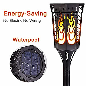 96LED 4 Ways LED Solar Flame Lamp Outdoor Waterproof Landscape Lawn Lamp Dancing Flicker Lights for Home Garden Decor Four Installation Modes