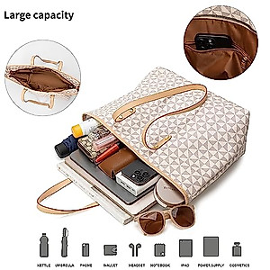 Women's Shoulder Bags Satchel Handbags Fashion Checkered Wallet Tote Bag Shoulder Bag Top Handle Satchel Purse Set 3pcs