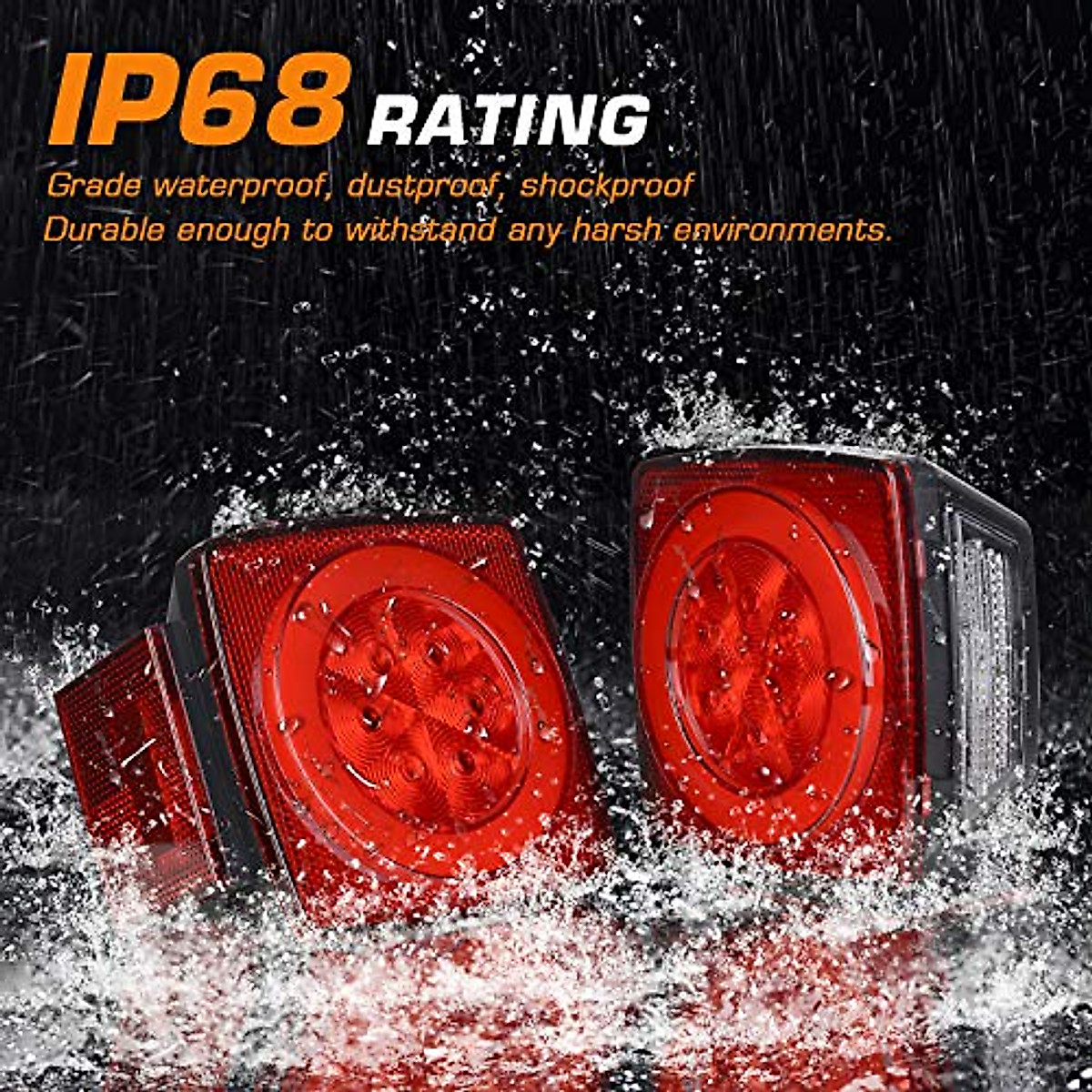 LINKITOM New Halo Submersible LED Trailer Light Kit, Super Bright Brake Stop Turn Tail License Lights for Camper Truck RV Boat Snowmobile Under 80 Inch, IP68 Waterproof