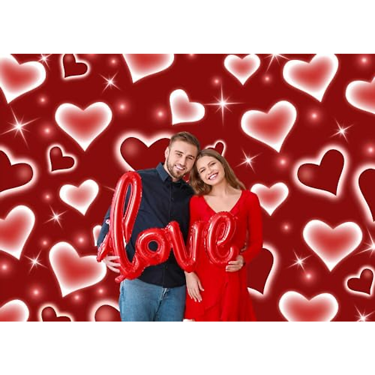 Mocsicka Early 2000s Photography Backdrop Red Heart Photo Backdrop Valentines Heart Stars Valentines Day Party Decoration Newborn Kids Portrait Photo Props