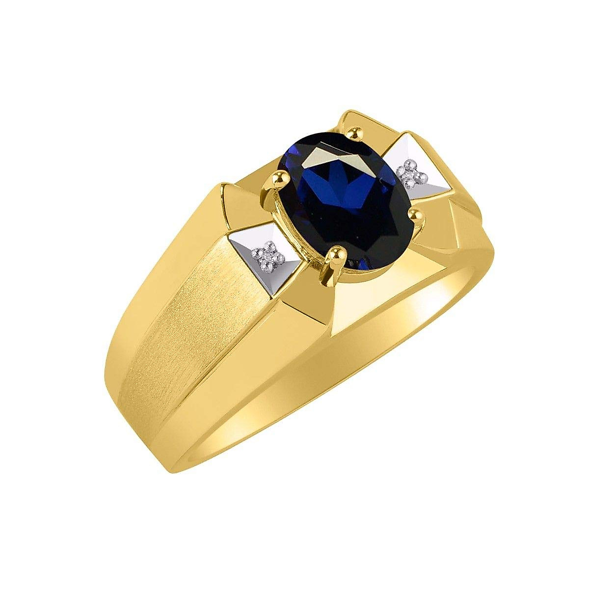 Rylos Classic Oval Blue Sapphire & Diamond Ring - September Birthstone*