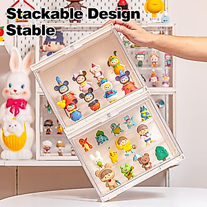GOTO 2Packs Clear Assemble Display Boxes, Display Storage Cases, Stackable Show Cases for Pop Mart, Action Figures, Lego, Collectibles, Toys, Cosmetics (2 Boxes with 4 Partitions)