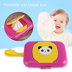 QiaNgshuAikj Wipes Dispenser with Hand Strap, On The Go Portable Refillable Wet Wipes Storage Box for Outdoor Travel Stroller(Rose + Yellow)