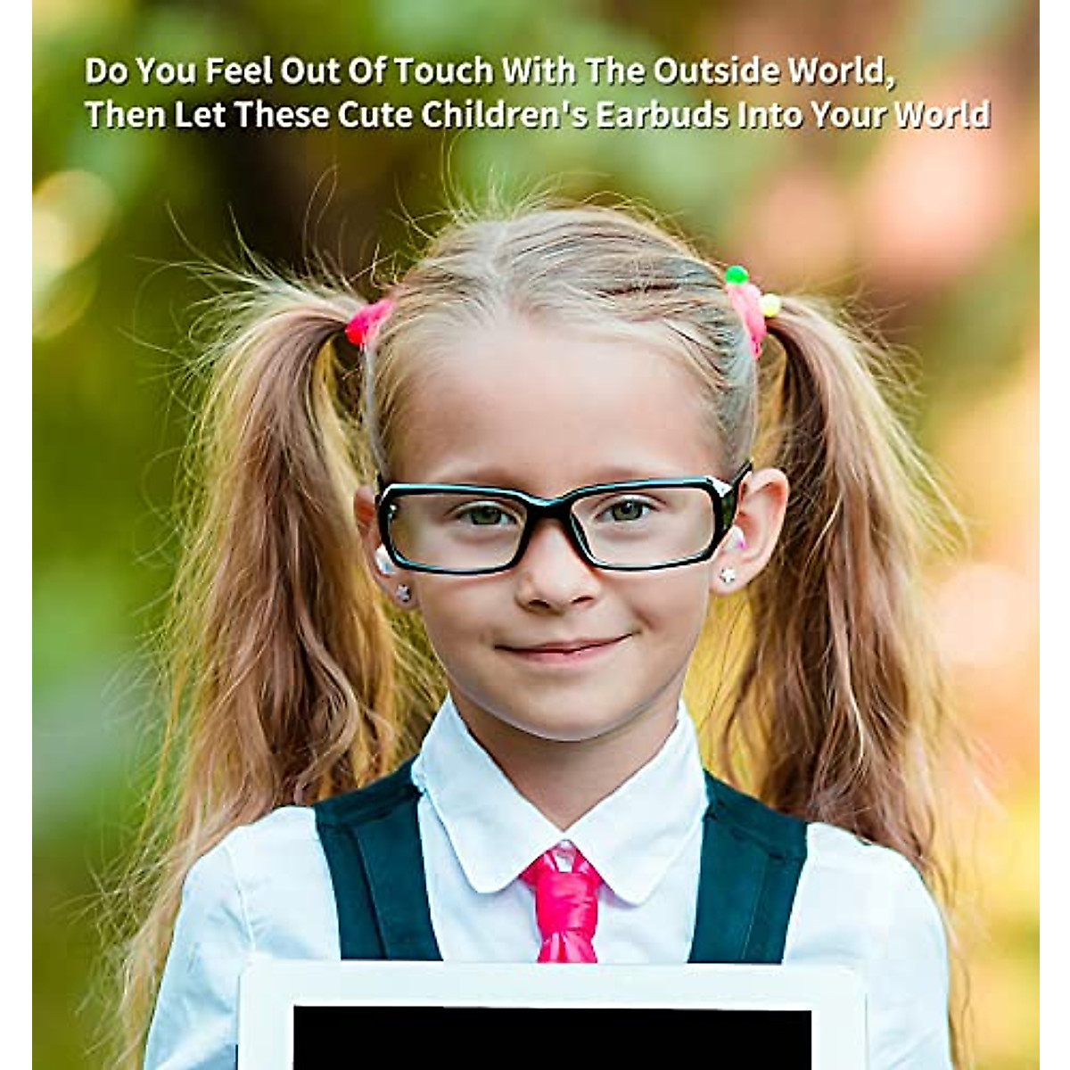 AMAFACE Bluetooth Earbuds - Pink Wireless Kids Earbuds - as a Gift for Kids to use at School 36 Hours Playtime Cordless Girls Earbuds USB-C LED - Cartoon Kids Headphones - for iPhone Android