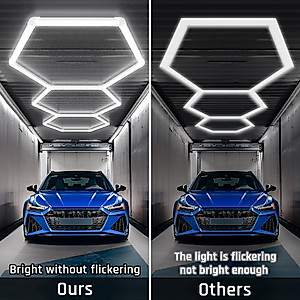 X-Litall Hexagon Garage Led Lights - Hexagon LED Lights, 6500K 17280LM Car Ceiling Detailing Shop Lights for Garage, Basement, Workshop, Warehouse, Gym, Barber, Auto Beauty Shop
