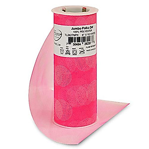 Expo International Premium Jumbo Polka Dot Spool of 6" X 10 Yards | Neon Pink Tulle