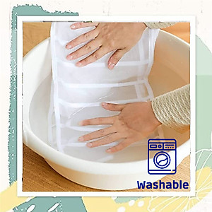 [2 PCS + 1 Free] Wardrobe Clothes Organizer for Folded Clothes - 7 Grid Wardrobe Clothes Organizer for Jeans, Underwear, T-Shirts, Leggings - Wardrobe Closet Organizer - Mesh Nylon(Black)