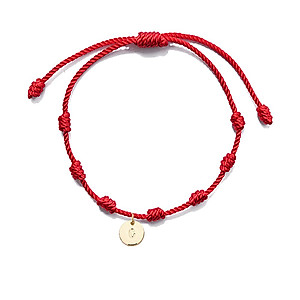 Letter C Bracelet Lucky Braided 7 Knot Coin Letter Custom Name Initial Charm Bracelet for Women Men Fate Gift Jewelry Amulet