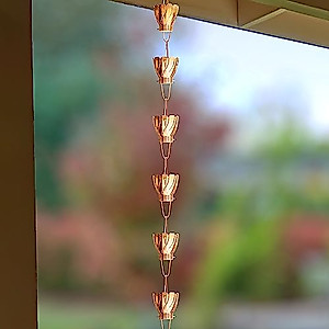 Monarch Rain Chains 14003 Pure Copper Akira Rain Chain, 8-1/2 Feet Length Replacement Downspout for Gutters