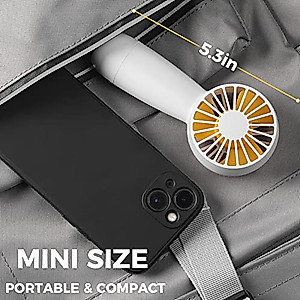 RJVW Portable Handheld Fan Mini Fan, Personal Hand Held Fan, USB Rechargeable Small Portable Fan, 3 Speeds Battery Operated Pocket Mini Fan, Powerful Makeup Eyelash Fan for Travel Beach Outdoor