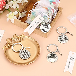 Kigeli 72 Pcs Thank You Gifts Bulk for Employee Appreciation Gifts 24 Coworkers Inspirational Keychains 24 White Organza Bags 24 Thank You Cards for Coworker Social Worker Christmas Favors