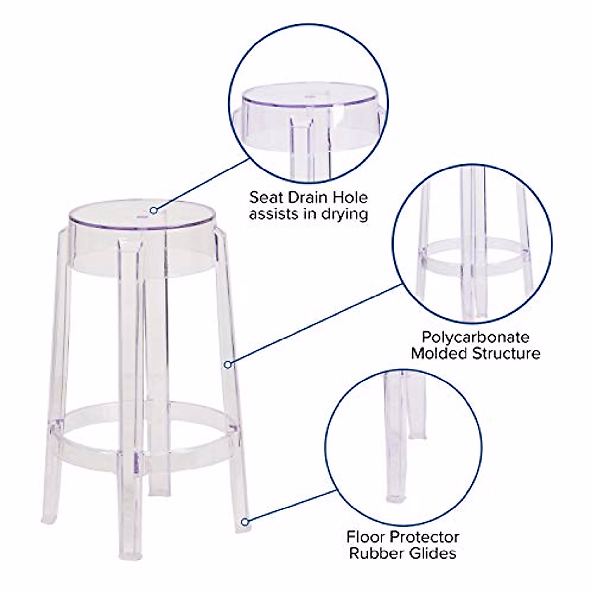 Flash Furniture Laney 25.75'' High Transparent Counter Height Stool