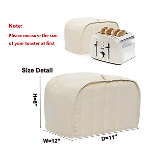 Toaster Cover, Messar Cotton Striped Bread Toaster Dust Cover Bake ware Protector for Four Slice Toaster Appliance and Dust Fingerprint Protection - Beige