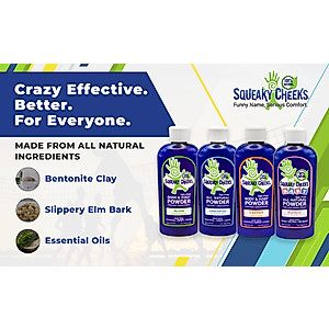 Squeaky Cheeks Baby Powder (5oz) | Organic | Unscented Talc-Free and All Natural Powder | Effective Relief from Rash Wetness and Itching | Also Ideal for Adults