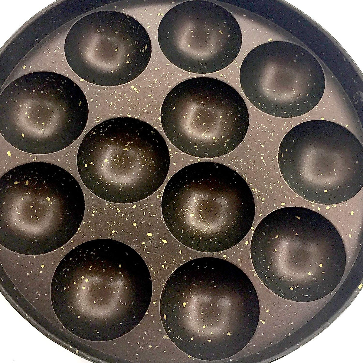 G and D Aluminum 12 Cavity Non-Stick Appam Patra 2 Side Handle with Stainless Steel Lid Paniyaram Appam Pan Maker Gas stove Compatible