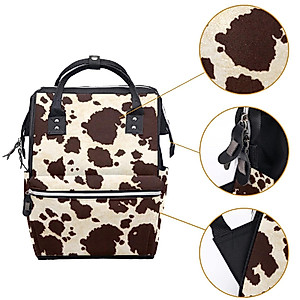 DJROW Big Cow Fur Print Pattern Diaper Tote Bags Mummy Backpack Large Capacity Nappy Bag Nursing Traveling Bag for Baby Care, multicolor, 10.6x7.8x14in