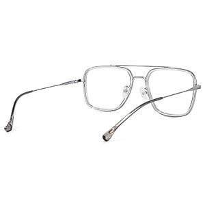 Zeelool Unisex Retro Metal Aviator Eyeglasses Frame for Women Men with Non-prescription Clear Lenses Nayeli Gray-Silver