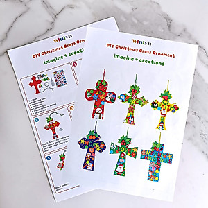 Winlyn 24 Sets Christmas Craft Kits DIY Christmas Cross Ornaments Decorations Art Sets Snowman Snowflake Christmas Foam Stickers Arts and Crafts for Kids Party Classroom Sunday School VBS Activities