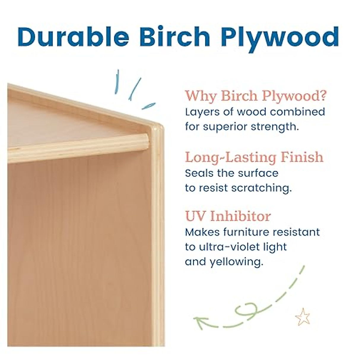 ECR4Kids 10 Cubby Tray Cabinet with Scoop Front Storage Bins, 5x2, Natural, Classroom Furniture, Clear