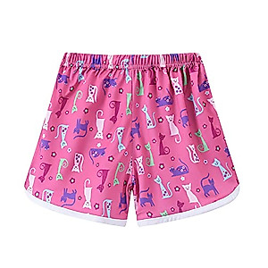 Ikevan Baby Running Short Pants 2 to 8 Years Toddler Boys Girls Cartoon Floral Printed Sport Shorts Kids (Hot Pink, 7 Year)