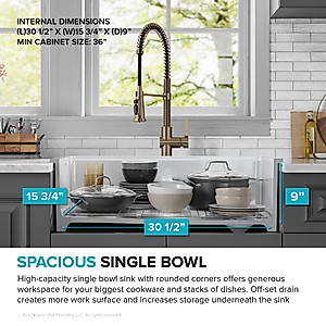 KRAUS Turino 33-inch Fireclay Workstation Drop-In/Undermount Single Bowl Kitchen Sink in Gloss White, KFDW1-33GWH