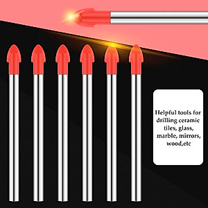 20 Pieces 6 mm tile drill bits Cemented Carbide Masonry Drill Bits for Glass Multi-material Concrete Drill Bit Cement Drill Bit Tile Bits Ceramic Carbide Drill Bit for Glass Plastic Brick Wall, Orange