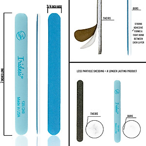 Iridesi Professional Nail Files and Buffers Blue 120 240 Grit Washable Emery Boards 7 Inches Long 12 Fingernail Files Per Pack