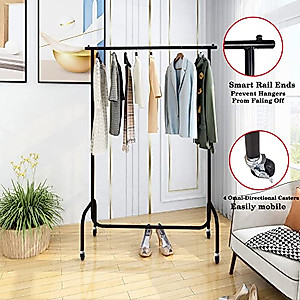 VERFARM Black Garment Rack, Heavy Duty Clothing Rolling Rack on Wheels for Hanging Clothes, Clothing Rack for Hanging Clothes